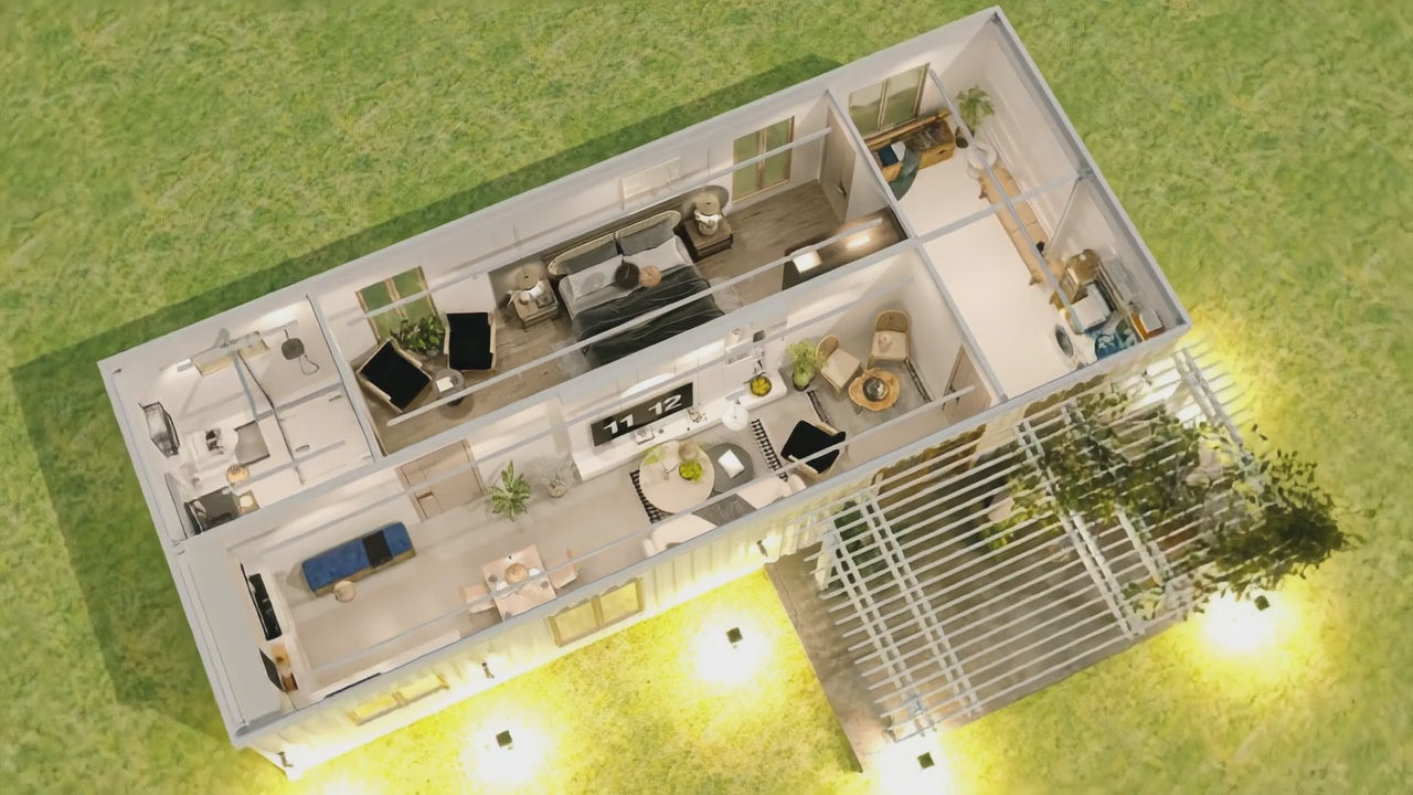 CH1F26 — Sophisticated Modern One-Bedroom Container House Plan – Architico