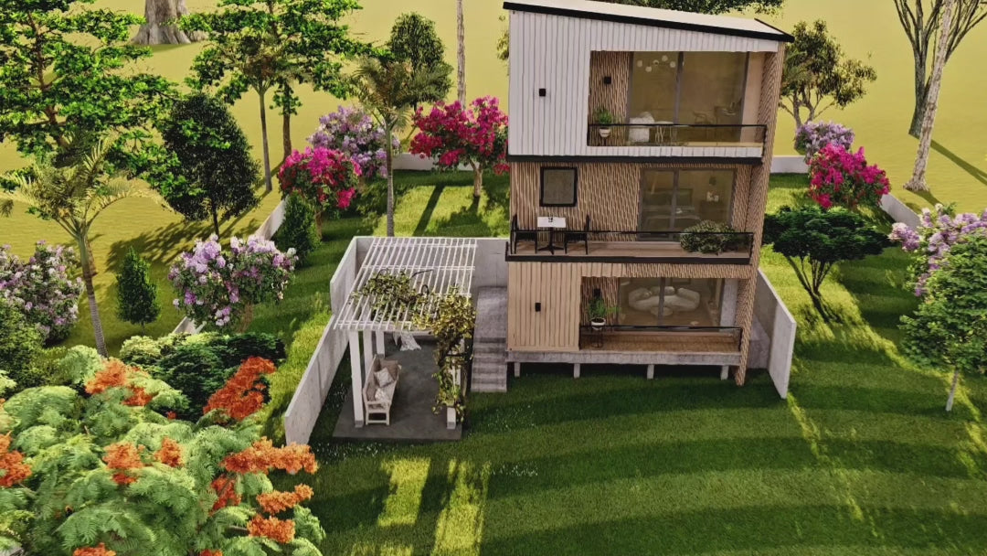 CH3F45 – 3-Story Modern Container House with Outdoor Gazebo – Architico